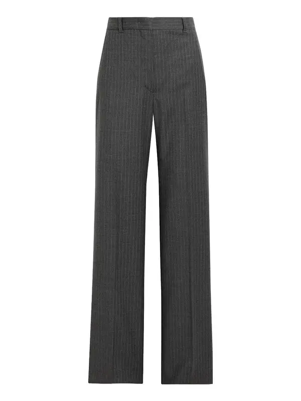 Max Mara Gong Pinstriped Wool-blend Pants - Anthracite