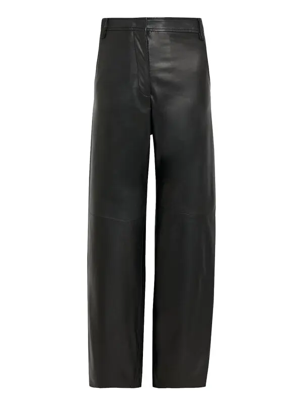 Max Mara Zante Leather Straight-leg Pants - Black