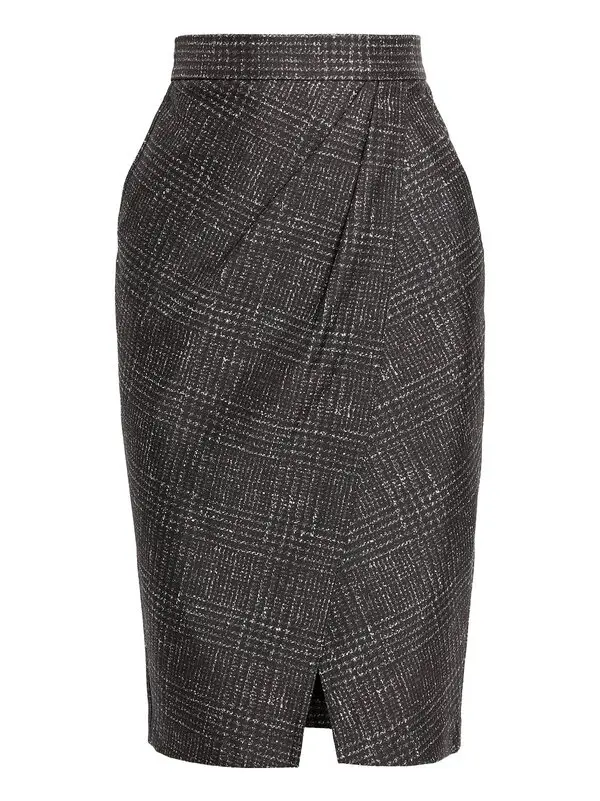 Max Mara Hidalgo Wrap-effect Checked Skirt - Black