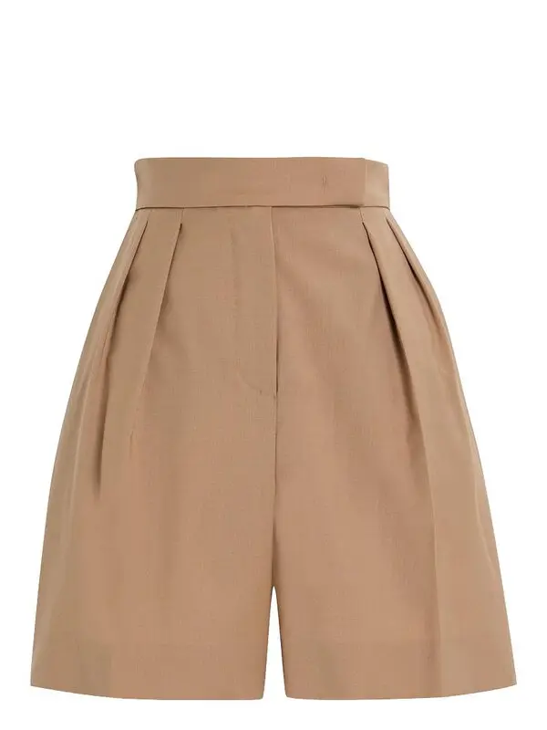 Max Mara Jessica Pleated Wool-crepe Shorts - Camel