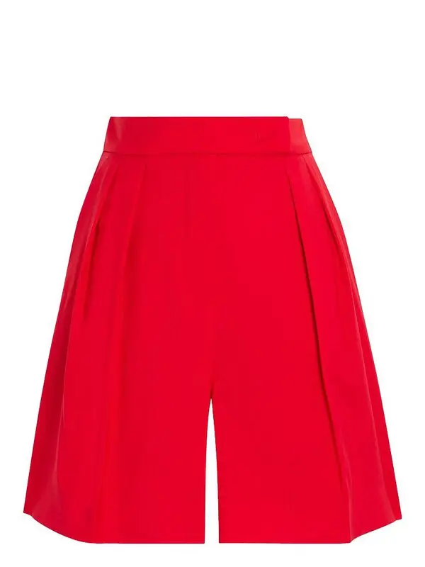 Max Mara Jessica Pleated Wool-crepe Shorts - Crimson