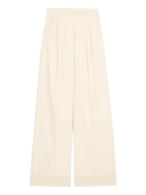 Max Mara Piombo Wool-crepe Wide-leg Pants - Cream