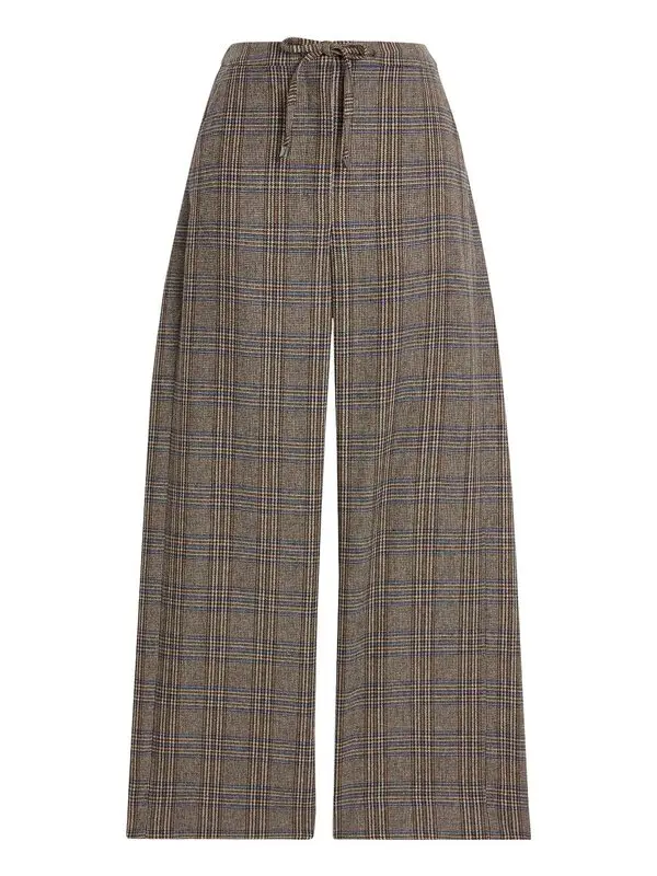 Max Mara Letizia Cropped Prince Of Wales Checked Wool-cashmere Wide-leg Pants - Taupe