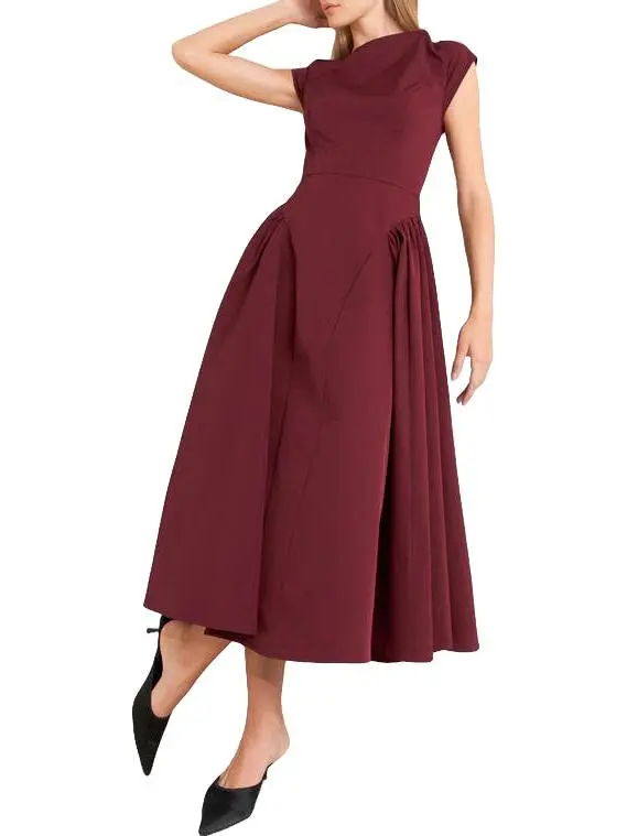 FREEMARKET Fit & Flare Midi Dress - Maroon