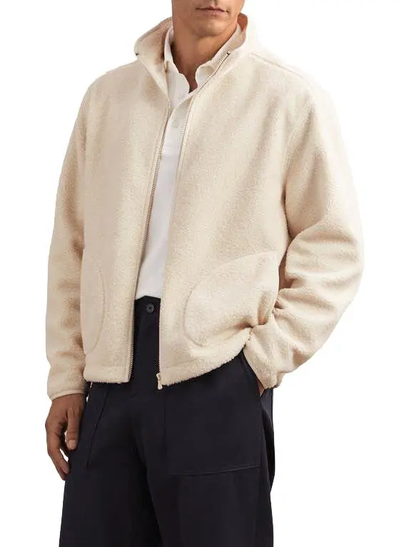 REISS Toscana High-pile Fleece Jacket - Ecru