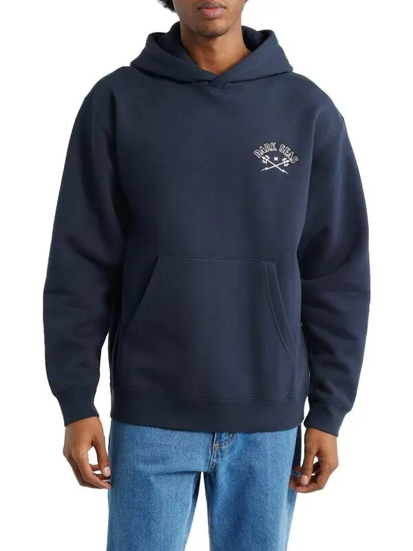 DARK SEAS Burkhart Embroidered Heavyweight Fleece Hoodie - Navy