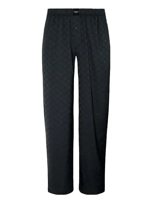 SAVAGE X FENTY Savage X Satin Jacquard Sleep Pants - Black Caviar X Hatch Jacquard