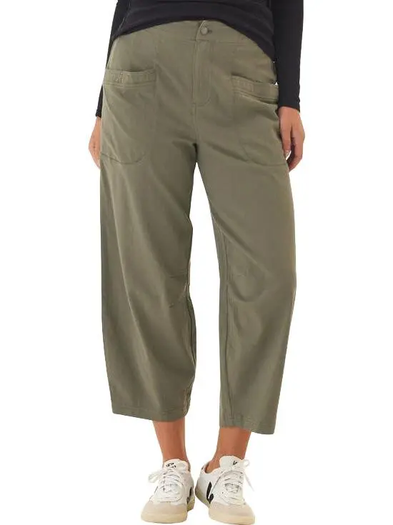 THREADS 4 THOUGHT Lauren Crop Barrel Stretch Twill Pants - Artichoke
