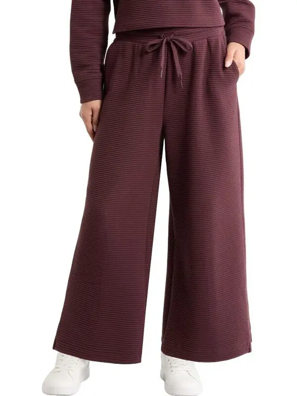 Zella Ottoman Wide Leg Ankle Pants - Burgundy Fudge