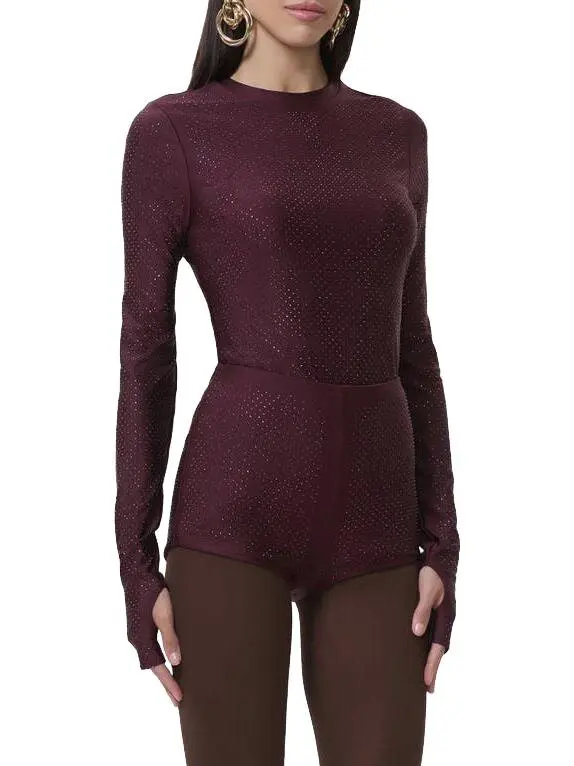 AFRM Kaylee Stud Accent Long Sleeve Mesh Top - Vineyard