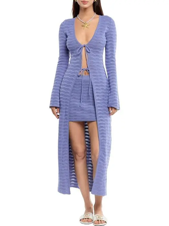 CAPITTANA Pointelle Cover-up Cardigan - Blue