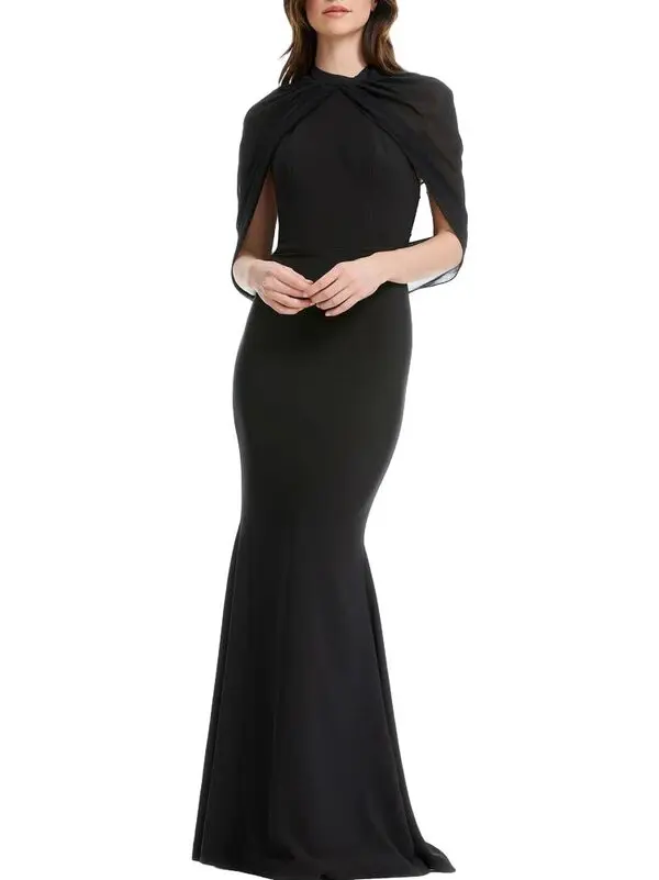 Dress The Population Aviva High Neck Evening Gown - Black