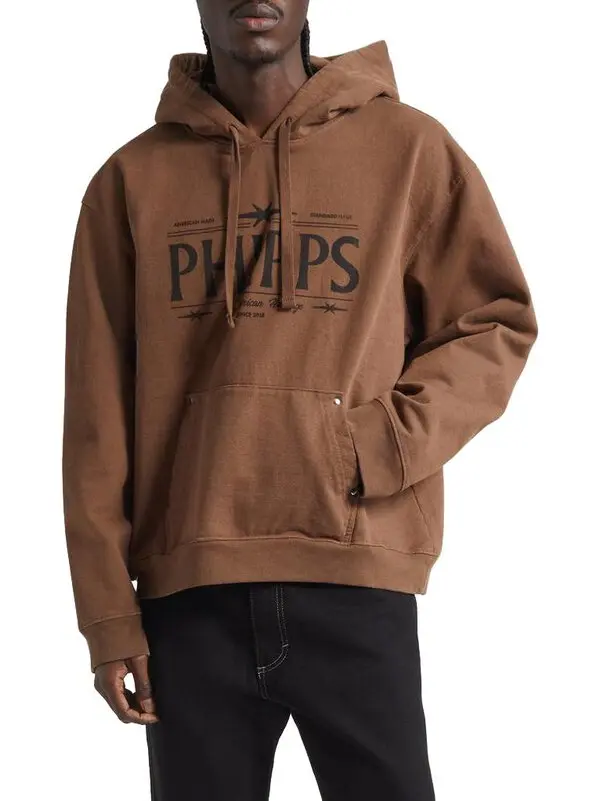 PHIPPS Studded Logo Graphic Hoodie - Brown