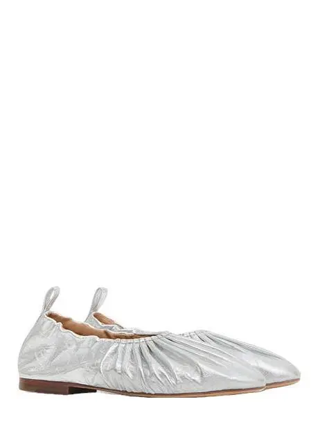 MANSUR GAVRIEL Ruched Ballerina Flat - Silver