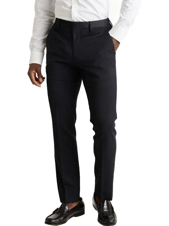 Bonobos Jetsetter Flat Front Hemmed Stretch Wool Dress Trousers - Charcoal