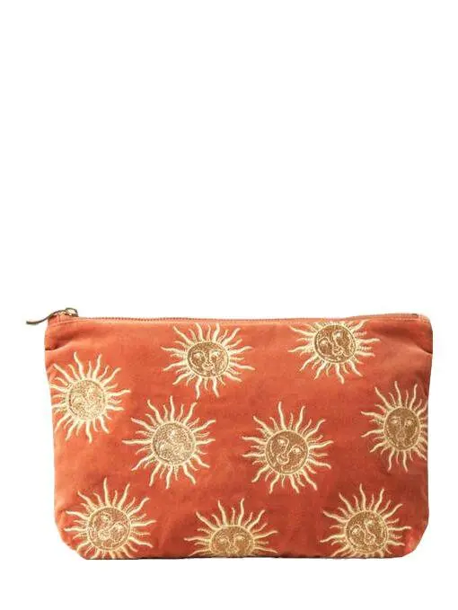ELIZABETH SCARLETT Sun Goddess Velvet Everyday Pouch - Rust