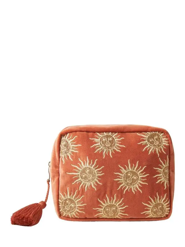 ELIZABETH SCARLETT Sun Goddess Velvet Wash Bag - Rust