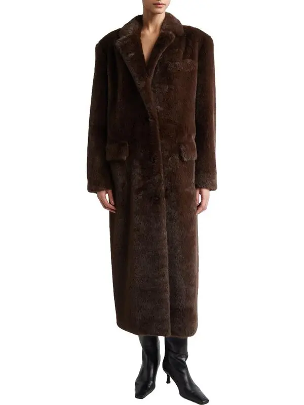 STAND STUDIO Emmie Faux Fur Coat - Brown