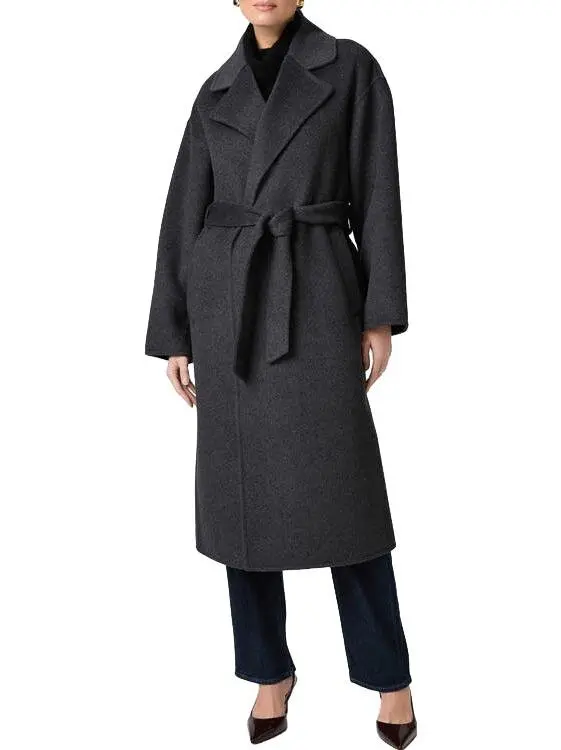 Paige Connery Belted Wool-blend Coat - Dark Charcoal