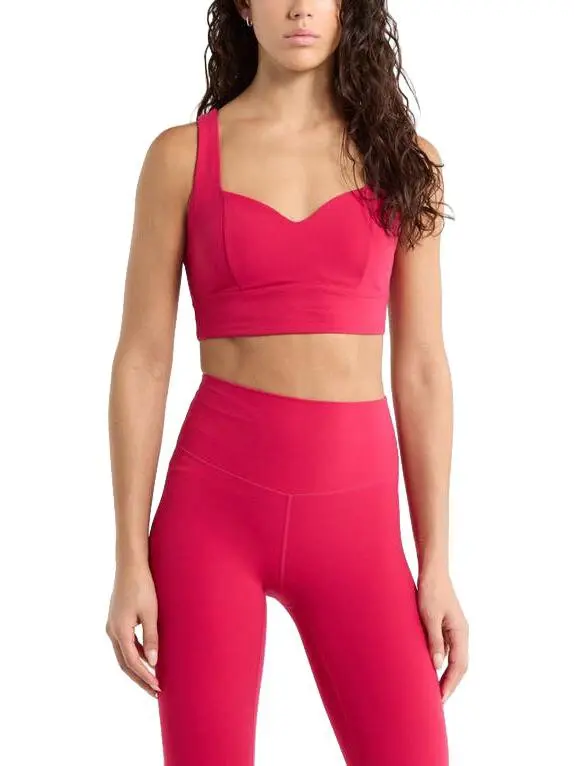 Zella Studio Luxe Sweetheart Sports Bra - Red Cerise