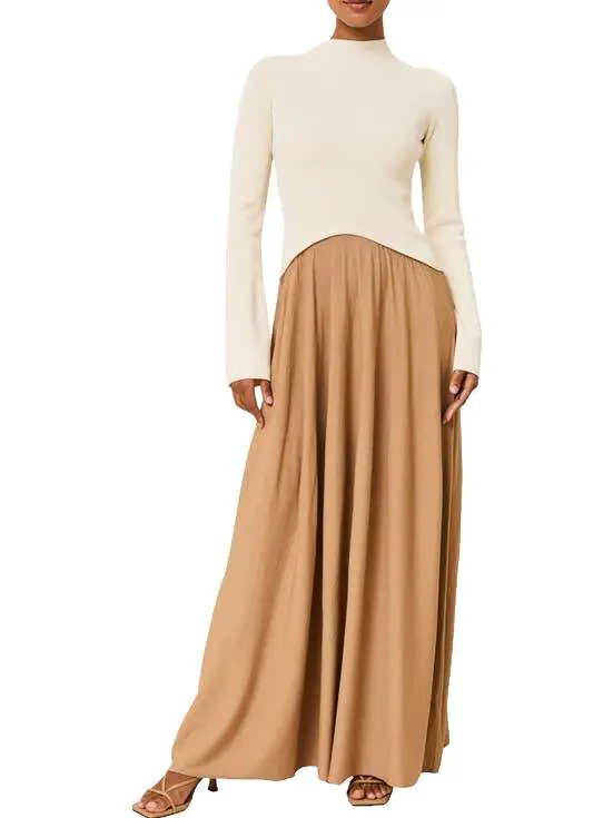 Solid & Striped Soglio Long Sleeve Maxi Sweater Dress - Camel