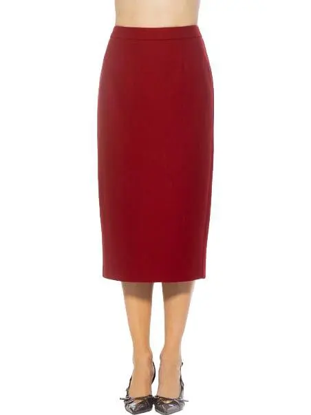 ALEXIA ADMOR Midi Pencil Skirt With Waistband - Red