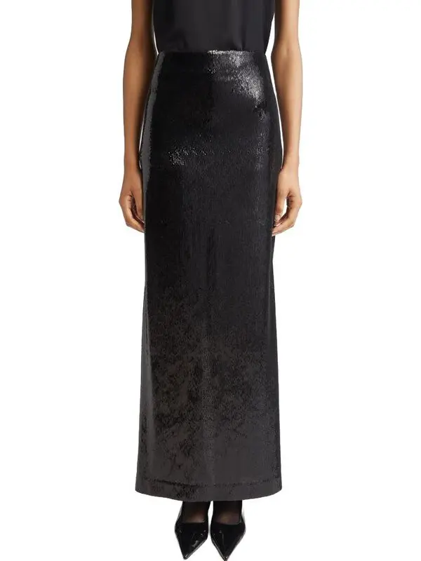 TOTEME Sequin Column Maxi Skirt - Black