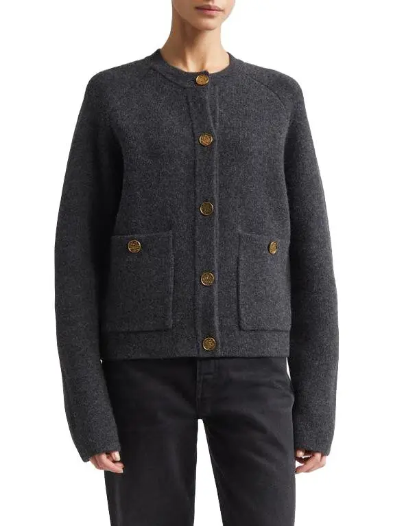 TOTEME Hammered Button Cashmere And Wool Cardigan - Charcoal