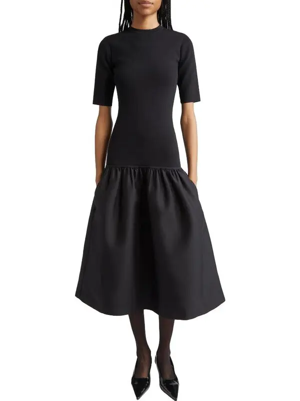TOTÊME Twinflower Flounce Sweater Dress - Black
