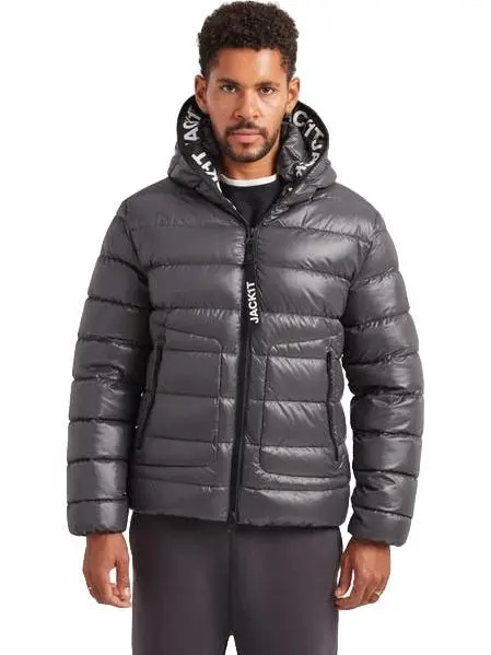 JACK1T R4d Tramline Hooded Puffer Jacket - Graphite