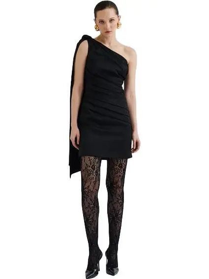MALINA Nelly One Shoulder Mini Dress - Black