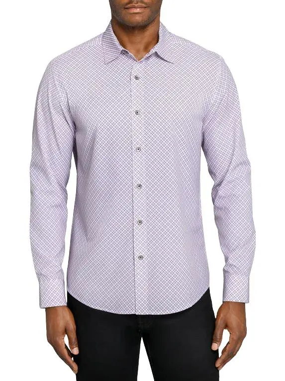 W.R.K Slim Fit Geometric Print Performance Button-up Shirt - White/purple