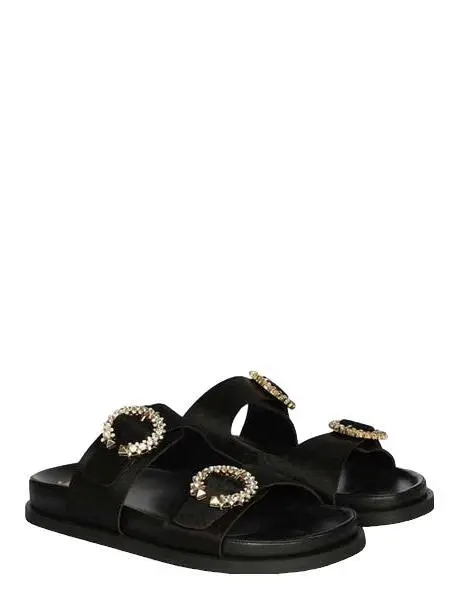 SAINT G Ishie Calf Hair Slide Sandal - Black