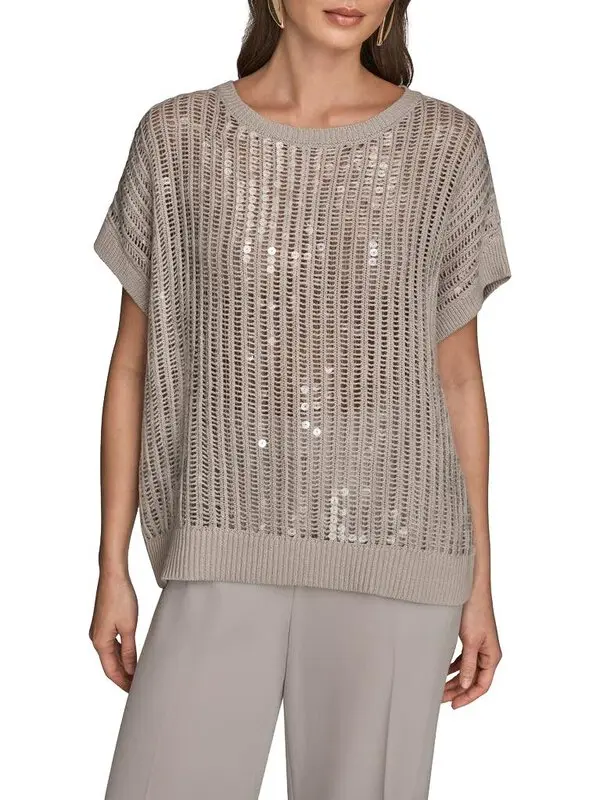 Donna Karan New York Sequin Open Stitch Sweater - Vapor
