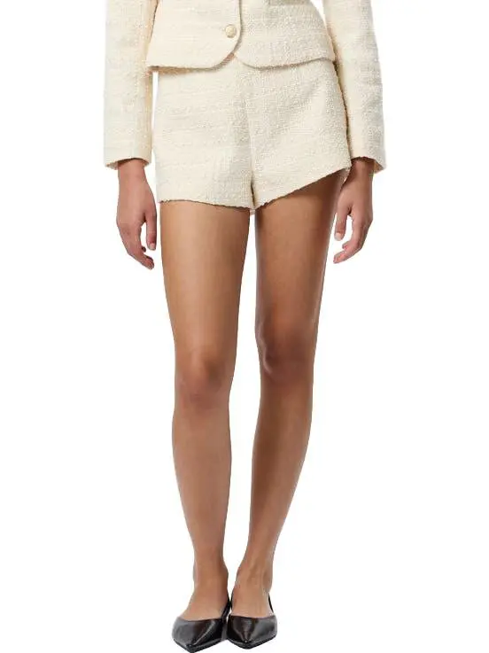 French Connection Structured Tweed Curved Shorts - Ecru