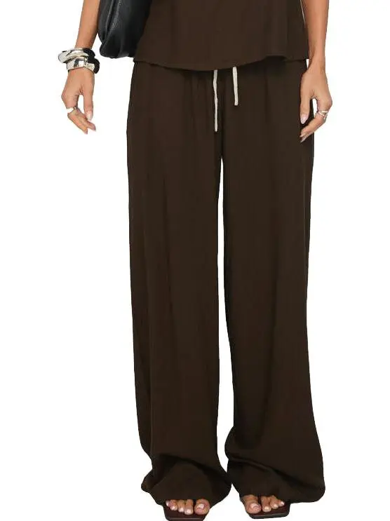 Princess Polly Camisole And Drawstring Pants Set - Chocolate/white