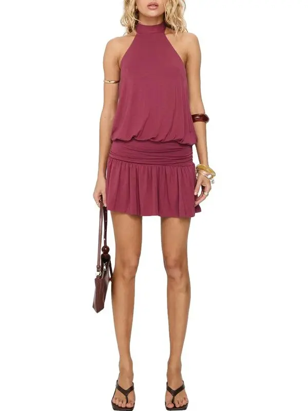 Princess Polly Halter Mini Dress - Plum