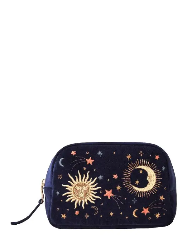 ELIZABETH SCARLETT Celestial Velvet Makeup Bag - Navy