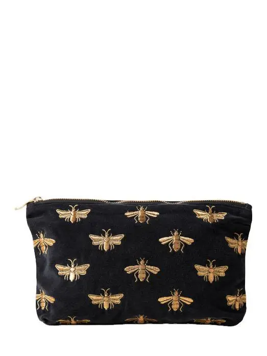 ELIZABETH SCARLETT Honey Bee Velvet Everyday Pouch - Charcoal