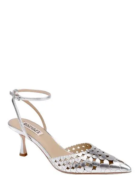 Badgley Mischka Omelia Pointed Toe Pumps - Silver Metallic