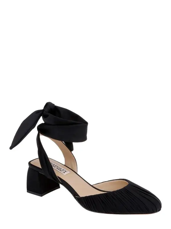 Badgley Mischka Ofelia Ankle Tie Pumps - Black Fabric
