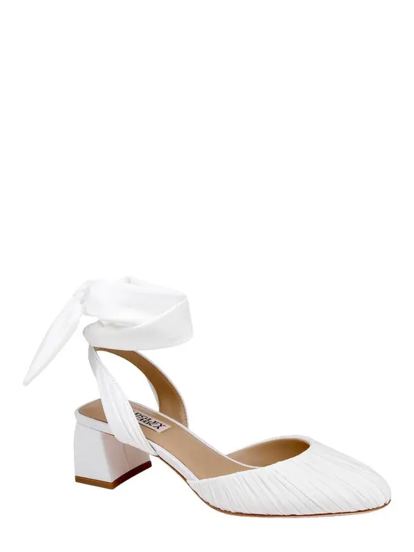 Badgley Mischka Ofelia Ankle Tie Pumps - White Fabric