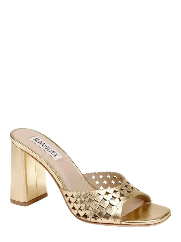 Badgley Mischka Laser-cut Heart Sandal - Gold Metallic