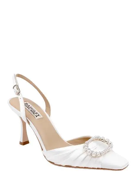 Badgley Mischka Oakville Slingback Pumps - White Satin