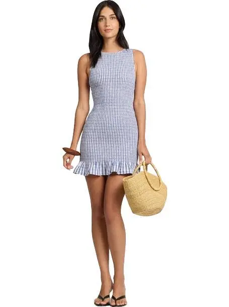 Onia Air Linen Smocked Boatneck Mini Dress - Multi