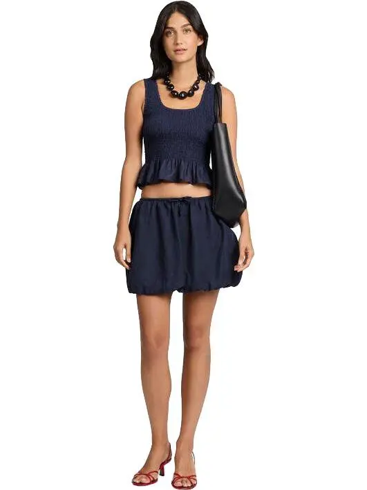Onia Air Linen Smocked Tank - Noir Navy
