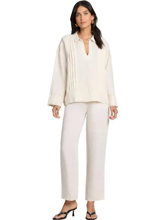 Onia Linen Pintuck Popover Shirt - Natural