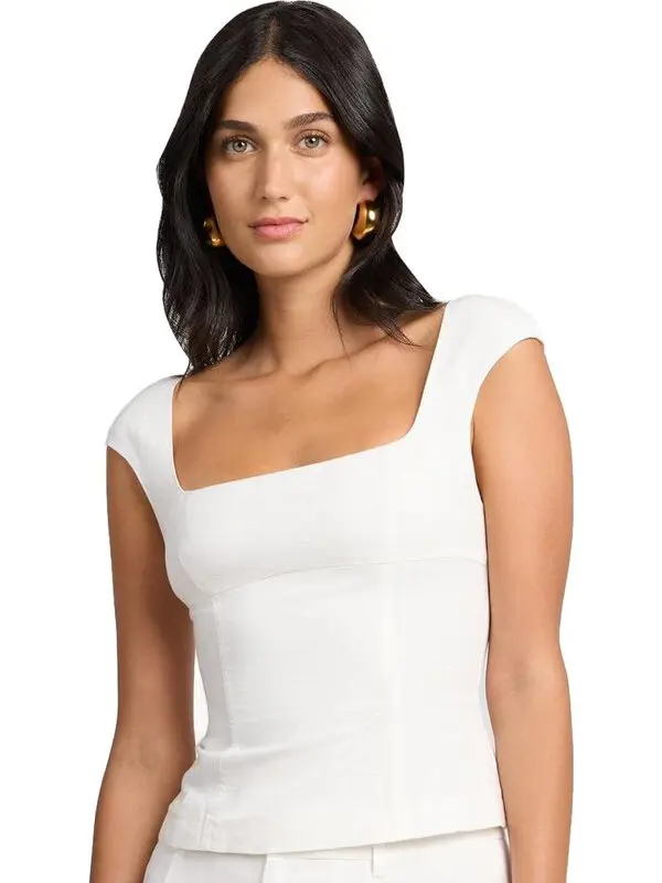 Onia Linen-tencel Peplum Top - White