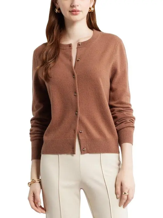 Nordstrom Cashmere Button-up Cardigan - Brown Clove