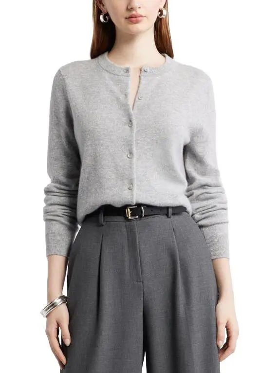 Nordstrom Cashmere Button-up Cardigan - Grey Silk Heather